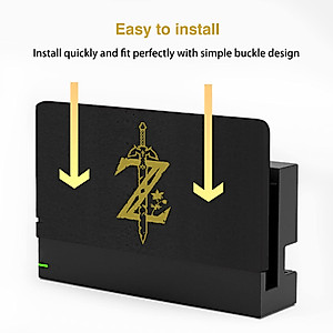 TIKOdirect Custom Faceplate Cover Compatible with Nintendo Switch Charging Dock, Hard PC Slim Shell Anti-Scratch [No Screwdriver Installation] for NS Docking Station, Black