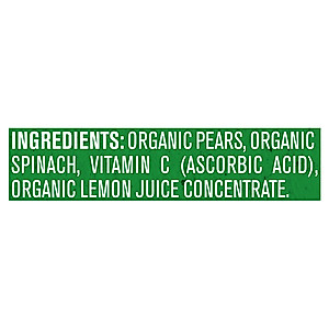 Gerber Organic for Baby 2nd Foods Baby Food Pouch, Pear Spinach, USDA Organic & Non-GMO Pureed Baby Food Pouch for Sitters, 3.5-Ounce Pouch (Pack of 6)