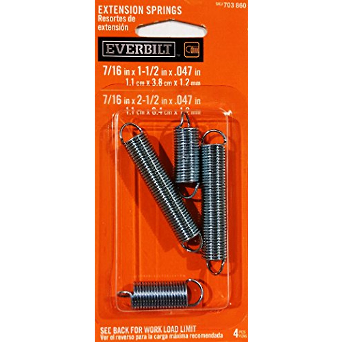 Zinc Plated Extension Springs, Assorted 7/16 in., 4-Pack