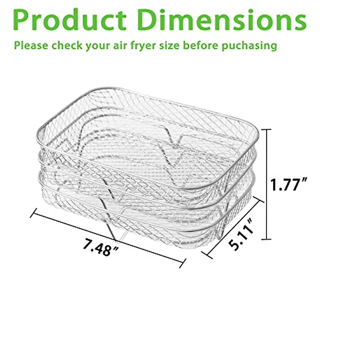 HAHAKU Air Fryer Rack for Ninja Foodi DZ401 Dual Basket Air Fryer Accessories, 304 Stainless Steel Multi-Layer Dehydrator Rack Stackable with Tongs