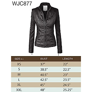Made By Johnny MBJ WJC877 Womens Panelled Faux Leather Moto Jacket S Black