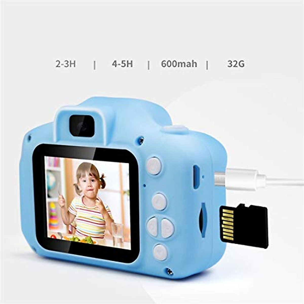 Cartoon Children Camera Mini Children Digital Camera Children Camera Toy 2000W Pixel 1080P HD Screen Camera(Without Memory Card),Blue