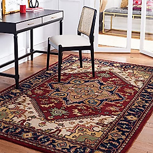 SAFAVIEH Heritage Collection Runner Rug - 2'3" x 8', Red, Handmade Traditional Oriental Wool, Ideal for High Traffic Areas in Living Room, Bedroom (HG625A)