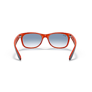 Ray-Ban RB2132 New Wayfarer Square Sunglasses, Blue On Orange/Clear Gradient Blue, 55 mm