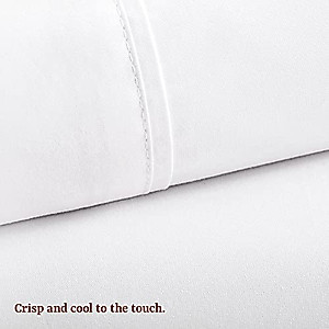 Peru Pima 415 Thread Count Percale Sheets - 100% Peruvian Pima Cotton - Hotel Luxury Quality, Extra Soft and Cooling Sheets - White Solid Color - Full Size - 4 Piece Bed Sheet Set