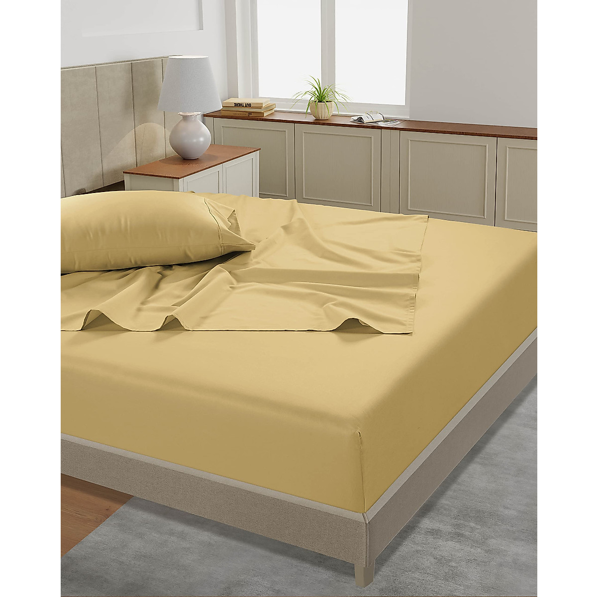 LANE LINEN Queen Sheet Set Deep Pocket – 450 Thread Count 100% Cotton Sheet Sets, Soft & Cooling Sateen Weave, Deep Pocket Fits 15” Mattress, Luxury Queen Size Sheets for Home & Hotel, Cocoon