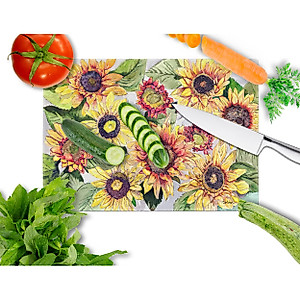 Caroline's Treasures 8766LCB Sunflowers Glass Cutting Board Large Decorative Tempered Glass Kitchen Cutting and Serving Board Large Size Chopping Board