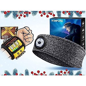 LED Headband and Magnetic Wristband for Holding Screws - Gifts for Men Women Stocking Stuffers for Dad Mom Boyfriend Friends