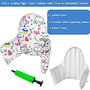 High Chair Cushion with Cover for IKEA Antilop High Chair, MISSEIAR Wooden High Chair Pad Pillow, Cushion Insert for Replacement, Built-in Inflatable Cushion (Pink)