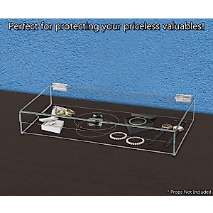 Acrylic Locking Display Case with Keys 16" x 10" x 3" Clear Rectangular Countertop Tray with Lid for Antiques Artifacts Collectibles Jewelry Currency and Coins by Marketing Holders