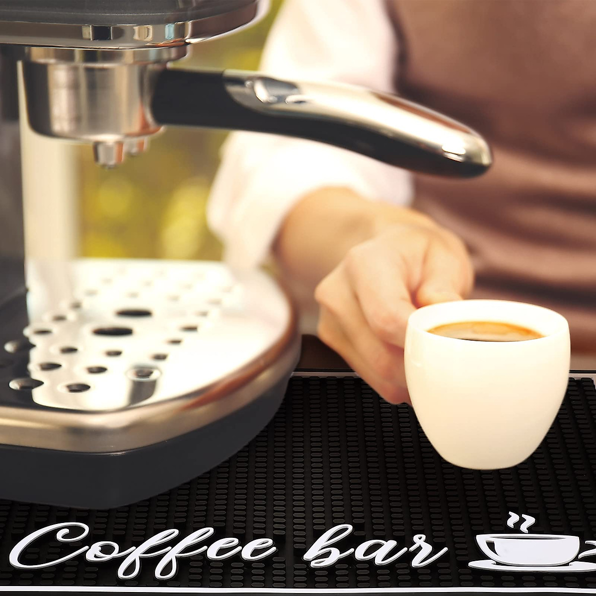 Bar Mats for Countertop Stylish 18 x 12 Inches Service Bar Mat with 1 cm Thick Bar Accessories Coffee Maker Mat for Countertops Kitchen Counter Mat Dish Drying Mat Coffee Spill Mat for Bar Restaurants