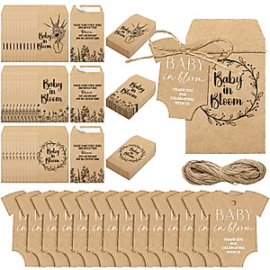 MotiMind 100 Pack Baby Shower Party Seed Packets Favors Set Include Baby Shower Seed Packets Self Adhesive Seed Envelopes Thank You Tags Baby Shower Gifts for Guest Baby in Bloom Decor, No Seeds