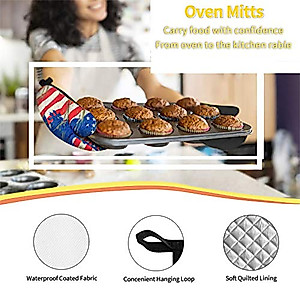 GOKSILIA, Cute Oven Mitts and Pot Holders Sets, Oven Mittens Heat Resistant Set, Oven Mitt Hot Pads for Kitchen, Microwave Oven Gloves with Non-Slip Surface, Farm Animals Oven Mits