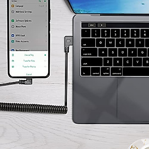 RIIEYOCA Micro USB Coiled Cable,Left Angle Micro USB Male to Right Angle USB A Male Sync & Charging Spring Spiral Cord for Micro USB Devices(1.47ft to 3.94ft)