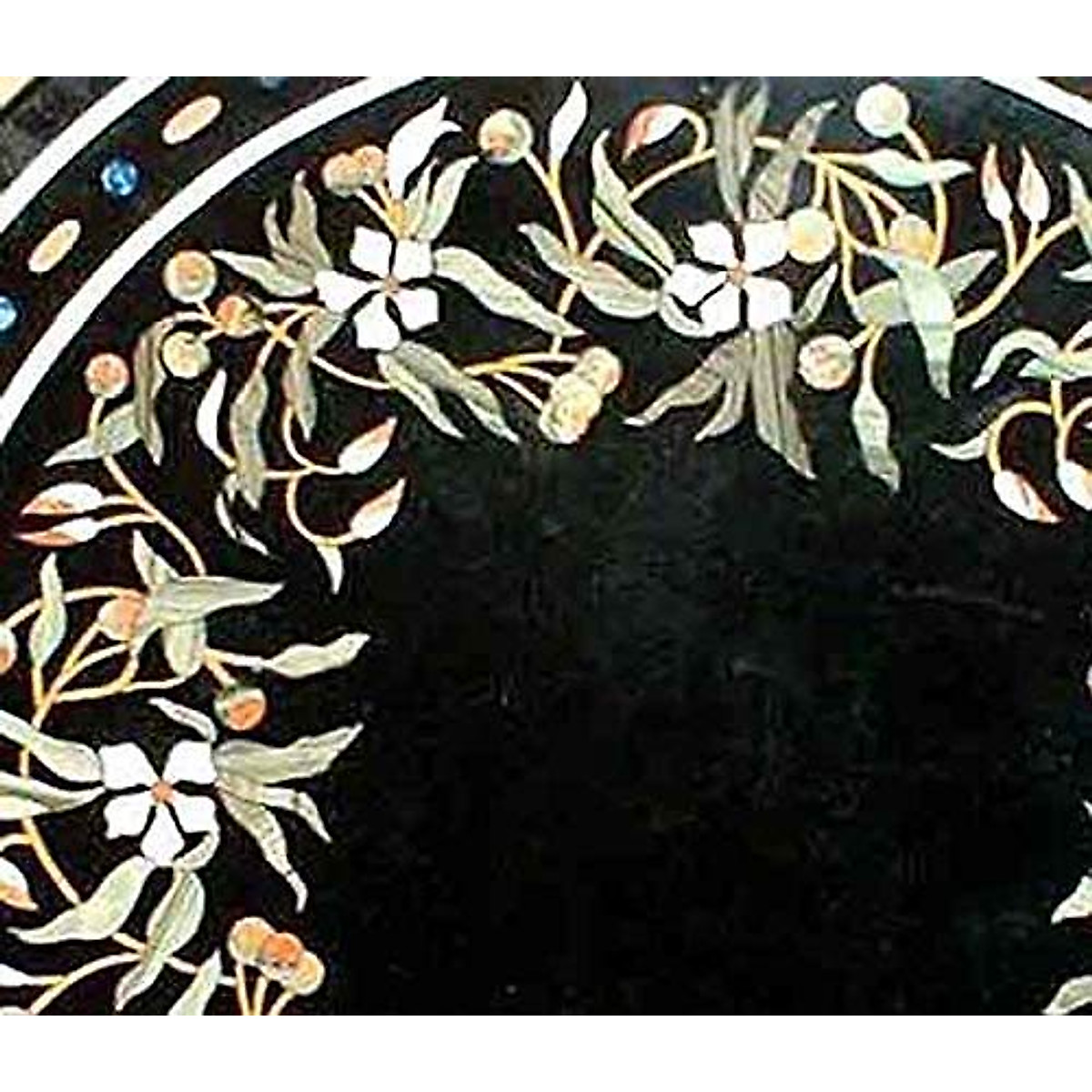 24" X 24" inch Marble Dining Table Pietra Dura Inlay Floral Marquetry Design Living Room Table, Conference Table, Office Table