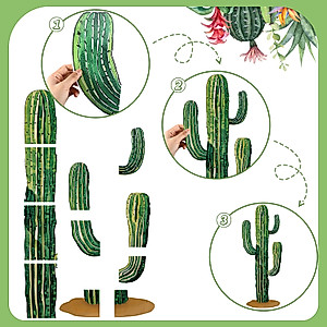 2 Pcs 6 Feet Large Boho Cactus Wall Decor Jointed Cactus Cutouts Wall Stickers Tropical Cacti Wall Decals Stickers Bohemian Green Botanical Cactus Decorations for Classroom Bedroom Cinco De Mayo