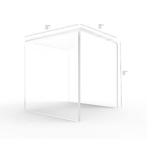 FixtureDisplays® One Riser Combo 5" Cube 3-Sided Clear Plexiglass Pedestal Lucite Acrylic Display Risers Jewelry Showcase Fixtures - 1/8" Thick 16905-5INCH