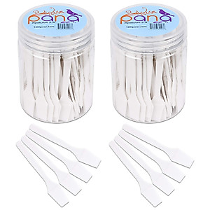 PANA (200 Pieces of White Color Cosmetic Make Up Disposable Plastic 2.5" Spatulas Skin Care Facial Cream Mask Spatula