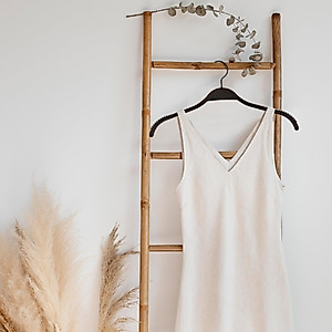 JS HANGER Lightweight Non Slip Wooden Hangers - 10 Pack Heavy Duty Wood Coat Hangers with Soft Stripes for Camisole, Jacket, Dress Clothes, Sweater, Retro Finish