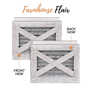 Autumn Alley Farmhouse Napkin Holder - Wooden Napkin Holder - Classic Barn Door Motif with Galvanized Metal - Rustic Napkin Holder for Farmhouse Décor - Shabby White Country Napkin Holder