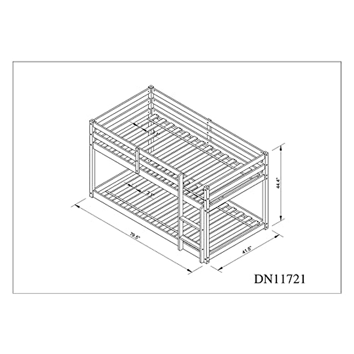 HomSof Twin Over Twin Floor Bunk Bed,Natural