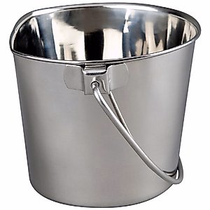 Advance Pet Product Heavy Stainless Steel Flat Bucket, 1 Quart Flat
