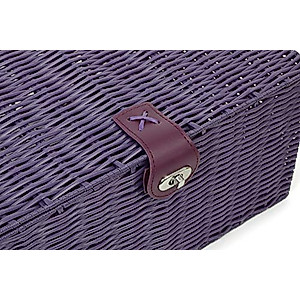 ARPAN Large Resin Woven Storage Basket Box with Lid & Lock, Purple