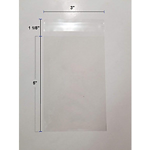 UNIQUEPACKING 100 Pcs 3x5 Clear Resealable Recloseable Cellophane/Cello Polypropylene Bags