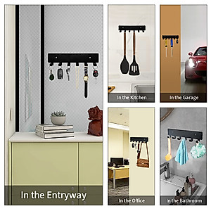 GTK Key Holder for Wall, Key Hooks with 6 Hooks, Wall Mounted Key Holder for Hallway, Self Adhesive Key Rack(Black)