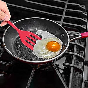 WLLHYF 2 Pack Small Silicone Turners Non Stick Slotted Kitchen Spatulas High Heat Resistant Cooking Utensils Ideal Cookware for Fish, Eggs, Pancakes