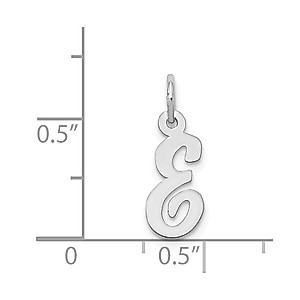 Solid 14k White Gold Small Script Initial Letter E Alphabet Charm Pendant 17mm