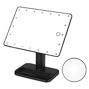 LIMEI-ZEN Lighted Makeup Mirror, 16 LED Cosmetic Mirror Touch Screen Dimming 90° Rotation with Stand Charging Vanity Mirror Battery and USB Power Mirrors