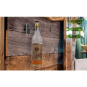 Lily's Home Bar Wall Mount Single Wine Bottle Display Holder, Industrial Design with Mounting Hardware, Works with Wine or Liquor Bottles, Silver Finish (4-1/2” x 1-3/8” x 2-3/4”)