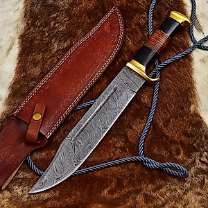18" Massive Damascus Hunting Knife, Crocodile Dundee Bowie Knife, Damascus Fixed Blade Knife, Gigantic Damascus Knife, Big Hand Made Knife