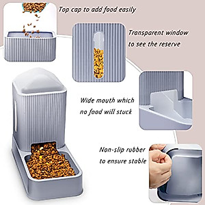 Automatic Cat Feeders Automatic Dog Feeder with Dog Water Bowl Dispenser 2 Pack Cat Feeder and Cat Water Dispenser in Set 1 Gallon for Small Medium Dog Puppy Kitten(Gray)