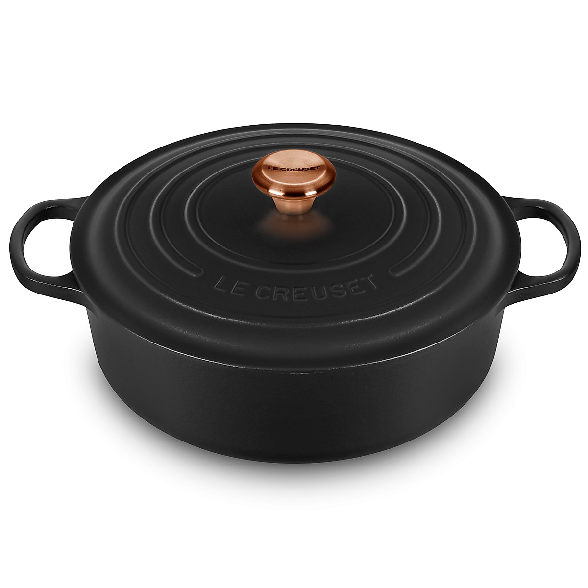 Le Creuset Signature 6.75-quart Round Wide Dutch Oven with Copper Knob (Licorice)