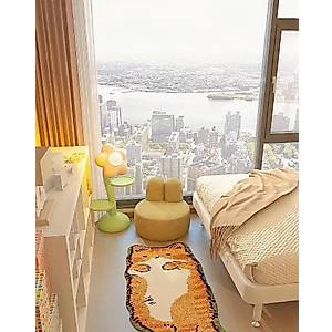 Funny Home Bedside Carpet Living Room Carpet Cloak Room Foot Mat Living Room Mat Tea Table Thick Floor Mat (Relaxing Cat, 63 * 19.7)