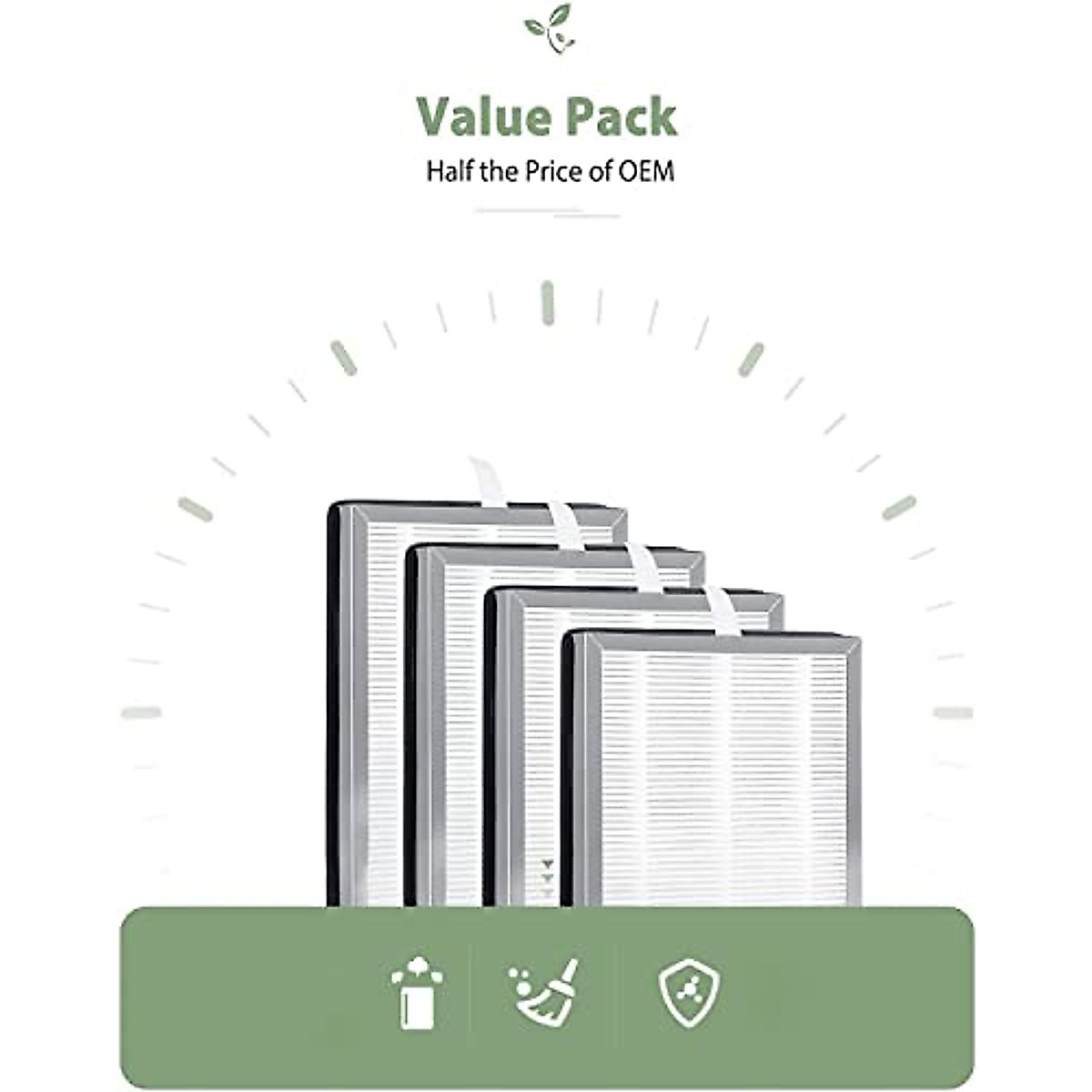 Future Way Replacement Filter for Air Purifier S1/W1/B1, 3 in 1 with Pre-filter, H13 True HEPA & Activated Carbon Filter, 4-Pack