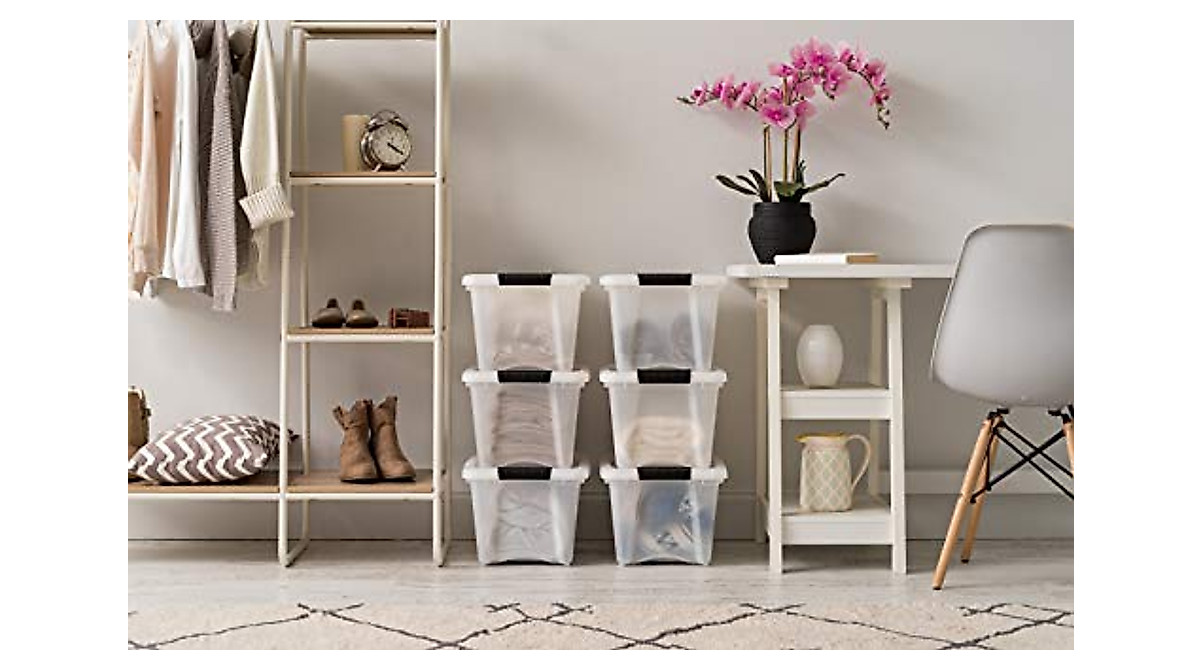 IRIS Stack & Pull Storage Bins - 6 Pack 12 & 19 Quart Organizers