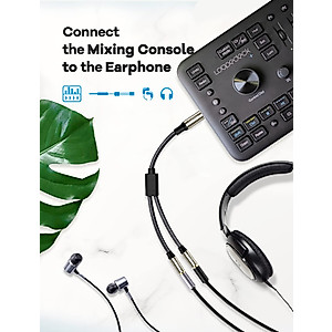 VIOY Headphone Splitter 1/4 inch TRS Male to Dual 3.5 mm 1/8 Female [Braided & Gold Plated] Audio Y Cable Adapter for Amplifiers, Guitar Amp, Keyboard Piano, Mixer 9.8 inch/25 cm