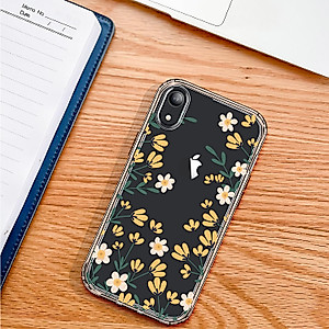 GYZYA for iPhone XR Case Clear with Floral Design, Cute Protective Slim TPU Bumper + Shockproof Non Yellowing Back Cover for Women and Girls (Little Flowers/Yellow)