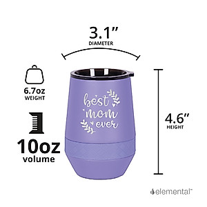 10oz Wine Tumbler for Mom - Insulated Travel Mug with Triple Wall Vacuum & Slider Lid - Tumbler for Birthdays, Mother's Day, and Christmas - Lavender