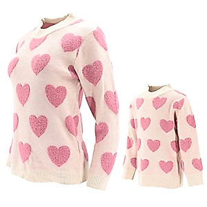 Unique Baby Womens Mommy and Me Valentines Crewneck Knit Sweater (Lrg, Grey)