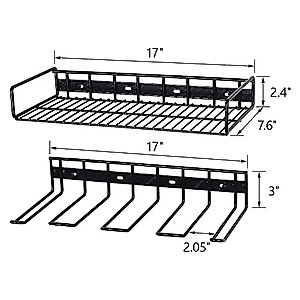 Butizone Power Tool Organizer, Wall Mounted Drill Storage Rack for Handheld & Power Tools, Heavy Duty Compact Steel Power Tool Holder, 17" Length