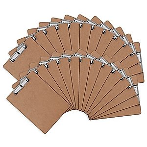 Clipboards, PANDRI 26 Pack Hardboard Office Clipboards, Low Profile Clip, Standard A4 Letter Size, Classroom Supplies, ECO Friendly