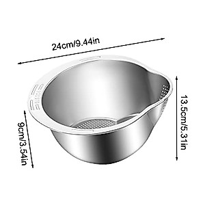 Stainless Steel Rice Washing Bowl Rice Washing Drain Basket Japanese Rice Washing Bowl With Side Drainer For Washing Fruits Vegetables