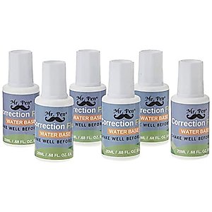 Mr Pen- Correction Fluid, Pack of 6, Correction liquid White, Liquid Eraser, White Correction Fluid Foam, White Fluid, White Out, Wipe Out Liquid, Wide Out Fluid, White Correction Tape Pen Fluid