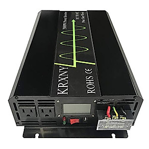 KRXNY 2000W 24V DC to 120V AC 60HZ Pure Sine Wave Off Grid Home Solar Power Inverter Converter with USB Port LCD Display