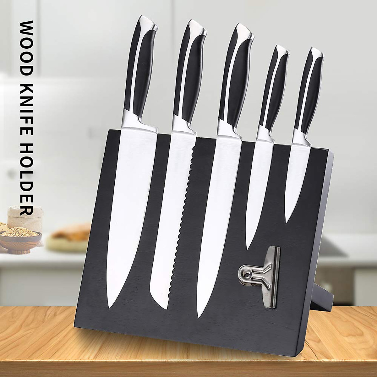 JOPROCH Oak Magnetic Kitchen Knife Holder,Magnetic Stand for Beautiful Kitchen Decor，Universal Knife Tool Display and Placement Rack with Strong Magnet