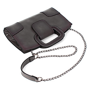 CLARA Women Vintage Flap Tote Top Handle Satchel PU Leather Clutch Handbag Purse Shoulder Bag (00358Gray)